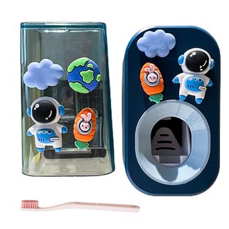 Generico Zahnpastaspender-Set, 3-teilig, Wandaufkleber, Organizer f&uuml;r Zahnb&uuml;rsten, Cartoon-Stil, stabile und multifunktionale Aufbewahrungsl&ouml;sung f&uuml;r das Badez