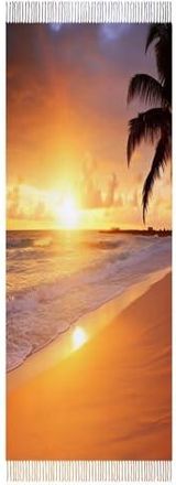 Generic &Eacute;charpe El&eacute;gant Shawl Impression de coucher de soleil tropical sur la plage Doux Echarpe Hiver Femme pour Mariage Party Femmes 68x196cm