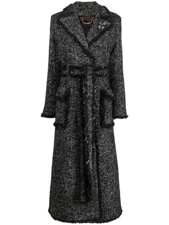 Philipp Plein Boucl&eacute;-Mantel mit G&uuml;rtel - Wei&szlig;