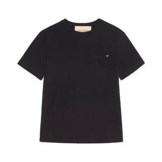 Valentino Garavani Homme, Tops, Noir, Taille: S T-shirt en coton VGold