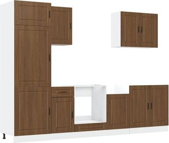 vidaXL 7-tlg. K&uuml;chenschrank-Set Porto Braun Eichen-Optik Holzwerkstoff vidaXL