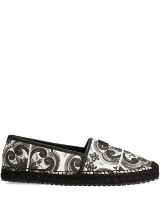 Dolce & Gabbana espadrilles à imprimé Majolica - Noir