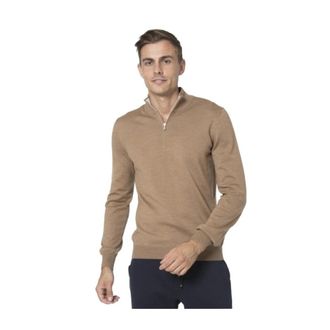 Gran Sasso Hellbrauner Pullover mit Rei&szlig;verschluss - - Knitwear - Herren - Beige - 3XL