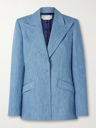 Gabriela Hearst Blazer En Chambray De Coton Et De Lin Mélangés Leiva - Bleu