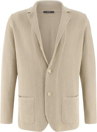 Boggi Milano Homme, Pulls, Beige, Taille: S Veste Tricot&eacute;e Crois&eacute;e en Coton Merceris&eacute;