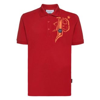 Philipp Plein Homme, Tops, Rouge, Taille: 2XL Polo Slim Fit en jersey Skull&Bones