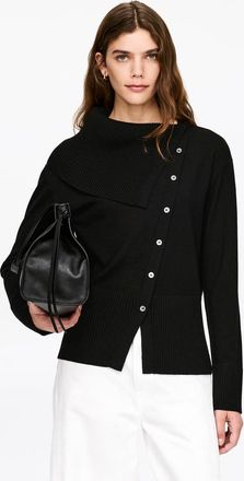 Arket Asymmetrische Strickjacke Aus Wolle -Schwarz