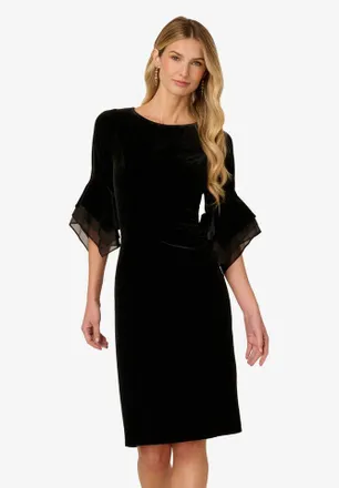 Adrianna Papell Midikleid Velvet Bell Sleeve Short Dress Tailliert, figurbetont, elegant