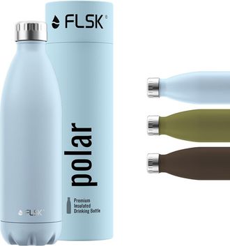 FLSK Trinkflasche - Premium Edelstahl Thermosflasche - 100 % auslaufsicher & kohlensäuregeeignet - hält 24 h kalt & 18 h heiß - BPA-frei (polar, 750 ml)