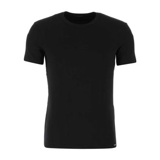 Tom Ford Schwarzes Stretch-Baumwoll-T-Shirt - - Tops - Herren - Schwarzk - 2XL