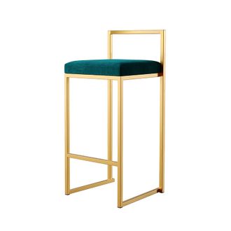 Generic Barhocker, Barhocker mit R&uuml;ckenlehne und Fu&szlig;st&uuml;tze, K&uuml;chentheken-Hochstuhl, gepolsterter Sitz, Barhocker mit Metallbeinen