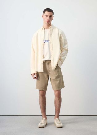 Mango Bermuda en jean relaxed-fit beige - Homme - 38 - MANGO MAN