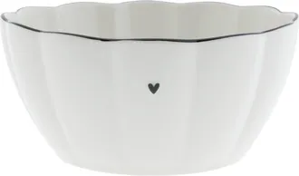 Bastion Collections Bowl Ruffle Heart Keramik weiß schwarz D15cm Keramikschale Müslischale BC Bowl Küche gedeckter Tisch