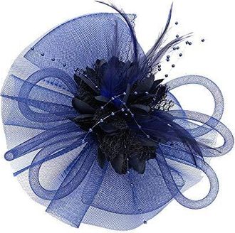 Generic YIzdegg Bibi de mariage YN et plumes, bandeaux, en maille, casquettes de baseball, casquettes g&eacute;antes, Marine, taille unique