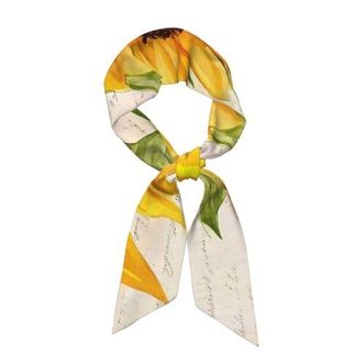 Generic &Eacute;charpe de journal tournesol pour femme - &Eacute;charpe vintage en satin de soie pour le sport, le yoga, le visage