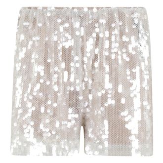 Federica Tosi Wei&szlig;e Pailletten Mesh Shorts - - Shorts - Damen - Wei&szlig; - XS