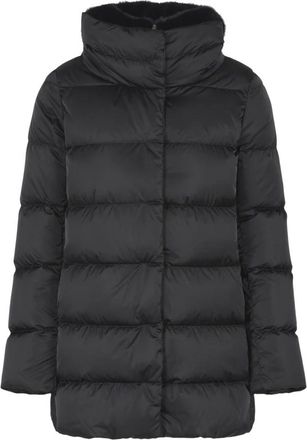 Herno Femme, Vestes, Noir, Taille: 44 FR Manteau Noir A-Shape en Raso avec Pettorina