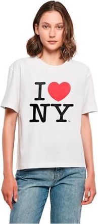 Merchcode Mc1086-ladies I Love NY Tee T-Shirt, Blanc, S Femmes
