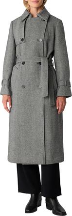 Comma Eleganter Trenchcoat aus Wollmix mit Fischgratmuster