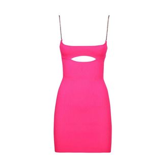 GCDS Geripptes Strickkleid mit Ausschnitt - - Dresses - Damen - Rosa - L