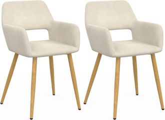 IDMarket Set mit 2 Esszimmerst&uuml;hlen, Tischsessel, Holy, Velours, Beige