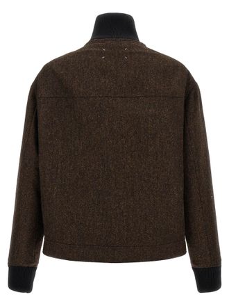 Maison Margiela Herringbone Wool Bomber Jacket - Brown