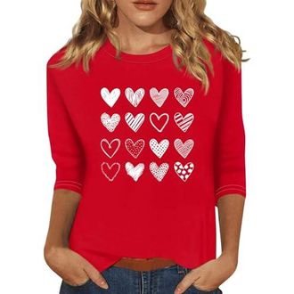 Generic 2026 Chemise de Saint-Valentin &agrave; manches 3/4 pour femme &eacute;l&eacute;gante et tendance, Rouge, XXL