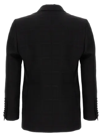 Etro Check Double-Breasted Wool Blazer - Black