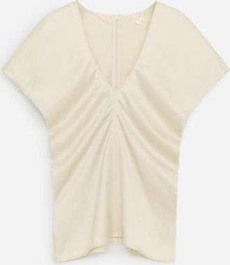Arket Drapiertes Satinoberteil -Beige