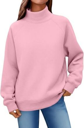 Generic Sweatshirts pour femmes UK Sweatshirt de couleur unie surdimensionn&eacute; haut col rond manches longues automne hiver d&eacute;contract&eacute; confortable automne mode 