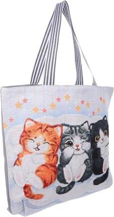 Garneck Sac &agrave; Main Femme Motif Chat Brod&eacute; Grand Sac Fourre-tout Bandouli&egrave;re pour Courses et Voyage Quotidien