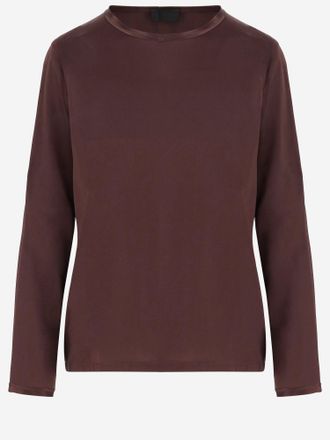F.it Womens Stretch Silk Sweater Brown