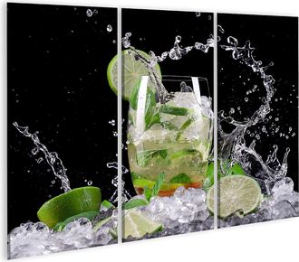 Islandburner Bild auf Leinwand Mojito Cocktail auf schwarzem Hintergrund Bilder Wandbilder Poster