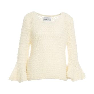 Dawn x Dare Dawn x Dare, Femme, Pulls, Blanc, Taille: 38 FR Élégant Tricot à Manches Cloche Bianco