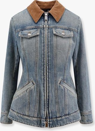 Alexander McQueen Denim jacket with volant - ALEXANDER MCQUEEN - gender_Woman