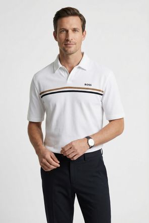 HUGO BOSS Poloshirt BOSS Iconic, Herren, Gr. XXL, wei&szlig; 100, Frottee, Obermaterial: 80% Baumwolle, 20% Polyester, unifarben, normal normal, Shirts, aus Frottee