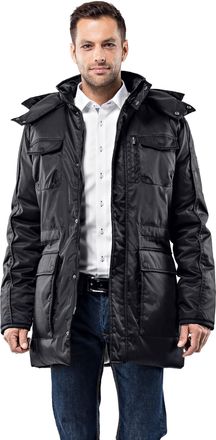 Vincenzo Boretti Herren Winter-Jacke dick warm gef&uuml;ttert Parka kuschelig sportlich elegant Winter-Mantel slim-fit tailliert lang f&uuml;r Outdoor Business mit Steh-Kragen u