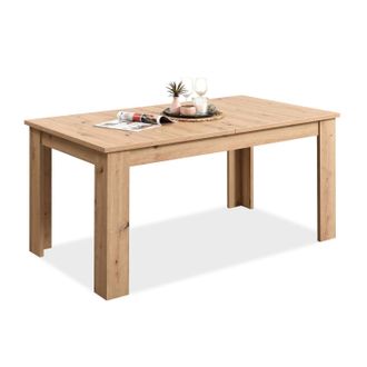 Homestyle4u Ausziehbarer Holztisch 120&times;80 cm Eiche, Esszimmer- & K&uuml;chentisch modern auf 160 cm verl&auml;ngerbar - f&uuml;r bis zu 6 Personen 3167