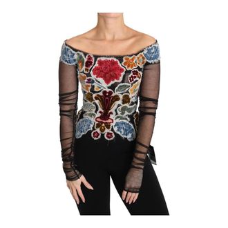 Dolce & Gabbana Femme, Tops, Multicolore, Taille: 34 FR Top en maille &agrave; appliqu&eacute;s floraux