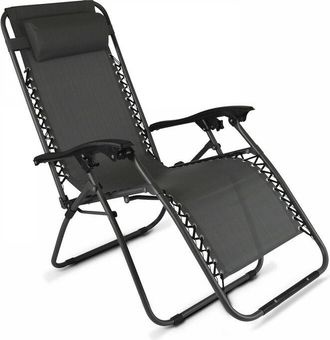 Oviala Fauteuil de jardin pliant relax gris