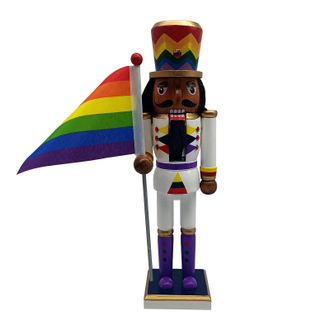 Generic Regenbogen -Nussknacker - Holz Weihnachtssoldat, LGBT Pride Holiday Figur | Handgefertigtes festliches Sammler -Design -Feature, traditionelles Orname