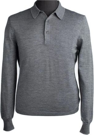 Gran Sasso Homme, Tops, Gris, Taille: L Pull Polo Gris D&eacute;tails C&ocirc;tel&eacute;s