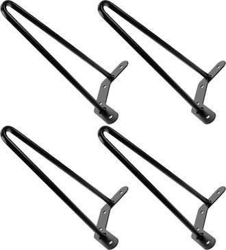 DOITOOL Schwarze Haarnadel M&ouml;belbeine aus Metall 40cm Stabile Tischbeine f&uuml;r Schreibtisch und Couchtisch im Mid Century Stil mit Bodenschutz