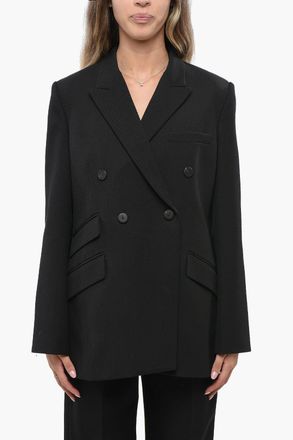 Nellie Partow Zweireihige Jacke aus Schurwolle mit Pattentaschen Partow