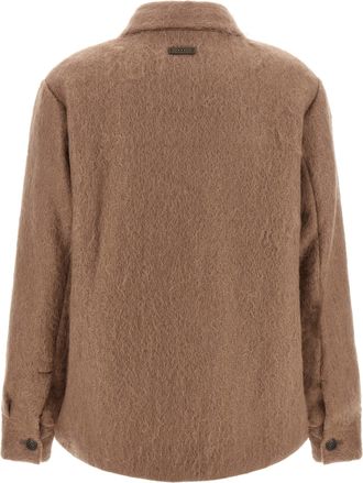 PESERICO Boucl&eacute; Wool-Mohair Overshirt - Hazelnut