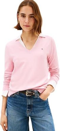 Tommy Hilfiger Co Jersey Stitch V-NK Sweater Ww0Ww40098 Pull-Over, Pink (Bonita Pink), M Womens