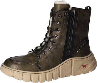 Mustang Jeans Damen Stiefelette sportlicher Plateau Boot warm Reißverschluss 1499-602, Größe:41 EU, Farbe:Grün