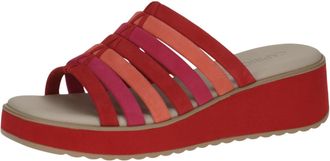 Caprice Damen Pantoletten aus Leder mit Keilabsatz, Rot (Red Comb), 41 EU