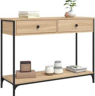 Generic Konsolentisch Verstellbarer, Holzwerkstoff, Konsolentisch f&uuml;r Wohnzimmer, Industrial Design, platzsparend f&uuml;r schmale R&auml;ume, gepr&auml;gte Oberfl&auml;che (Schw