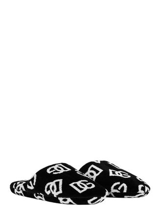 Dolce & Gabbana Unisex Slippers Dg Allover White-Black White/black Flat Shoes